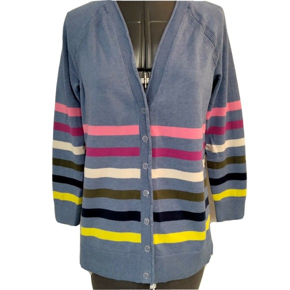 Talbots | Sweaters | Talbots Cardigan Sweater M P Petite Blue Colorful ...